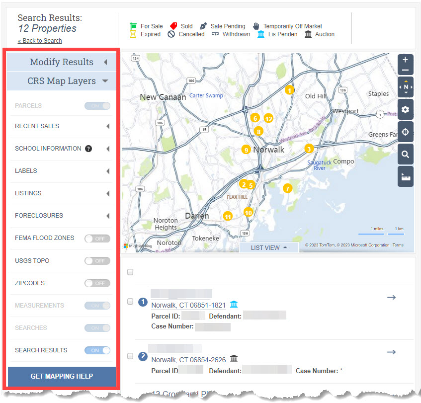 Search for active foreclosures – SmartMLS Tax